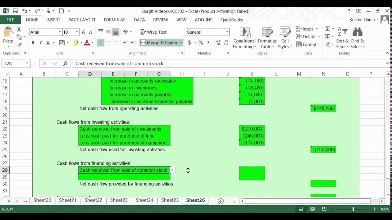 Complete Statement of Cash Flows (Part 2-Investing and Financing Activities)