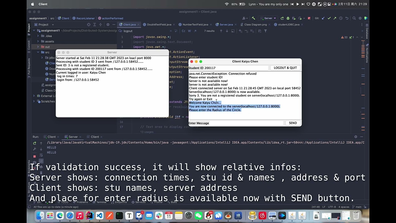 Distributed Systems Assignment #1 Multi Threaded Client/Server Demo