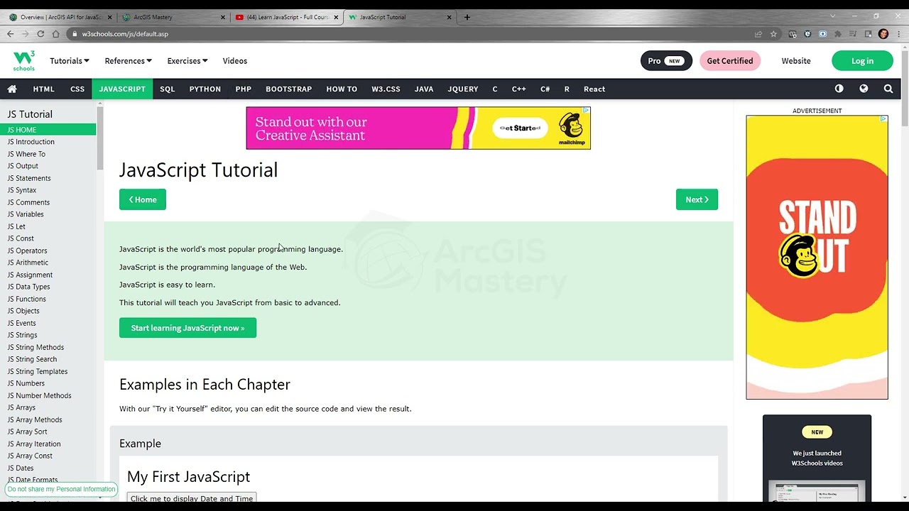 Introduction to Javascript - ArcGIS Javascript API
