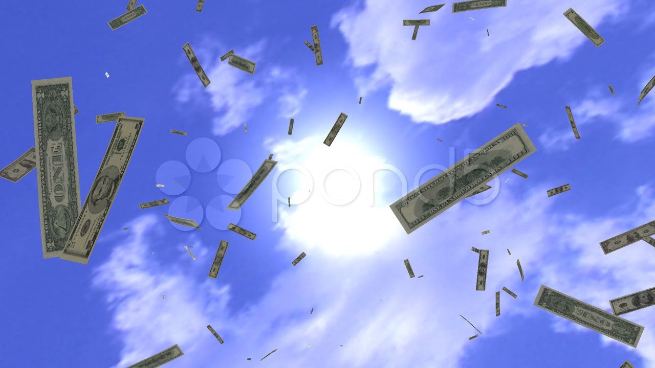 Hd1080P Money Rain. Bonanza. Dollars Falling From Sky. 3D Animation.. Stock Footage