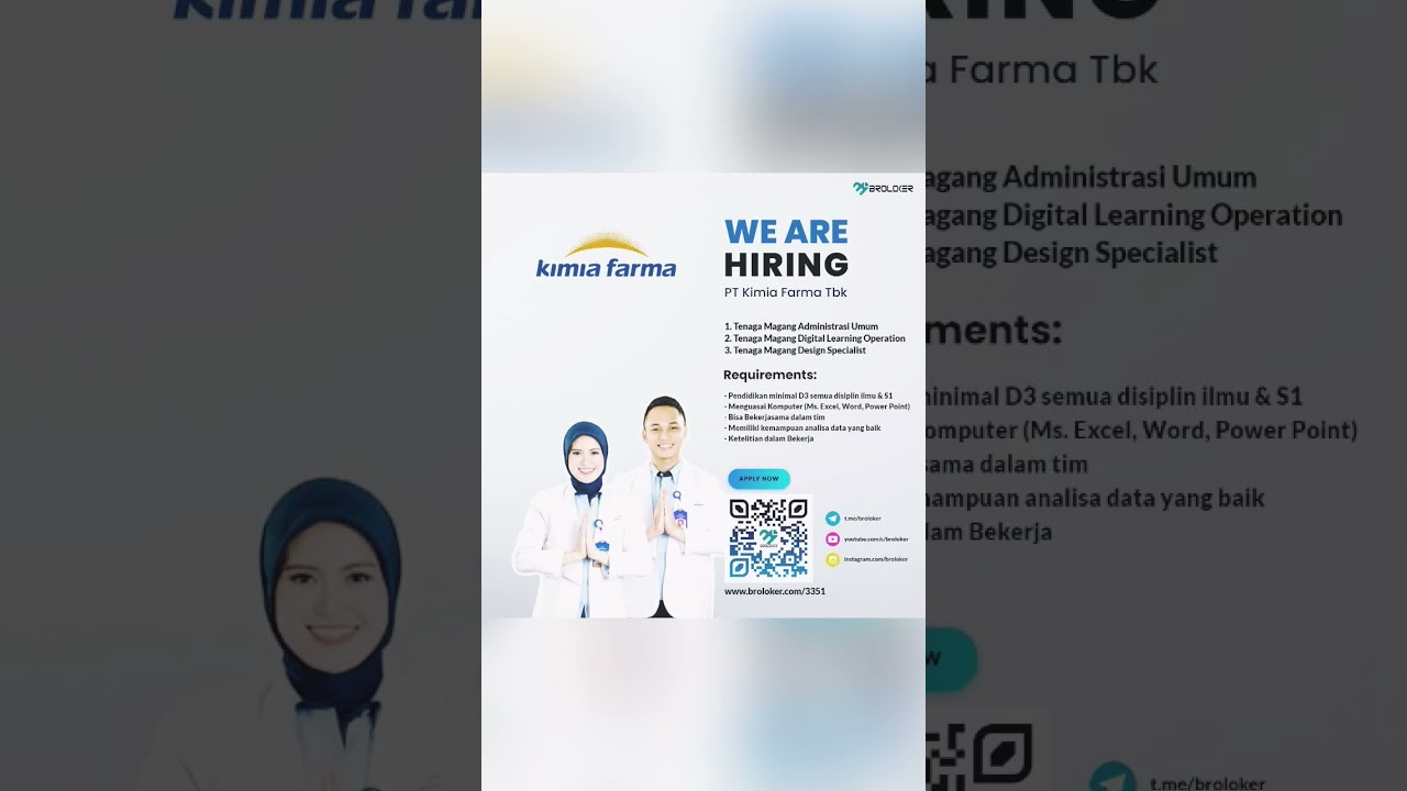 Lowongan Kerja PT Kimia Farma | 17 Oktober 2022 | https://broloker.com/3351