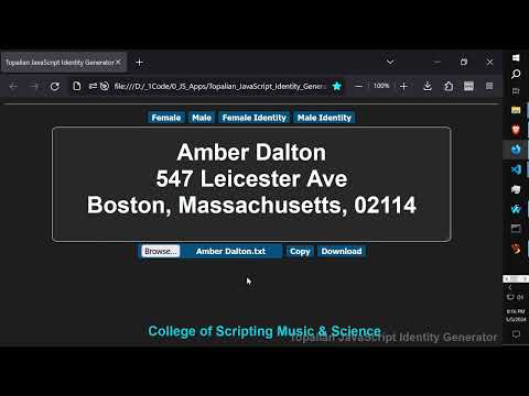 JavaScript Identity Generator