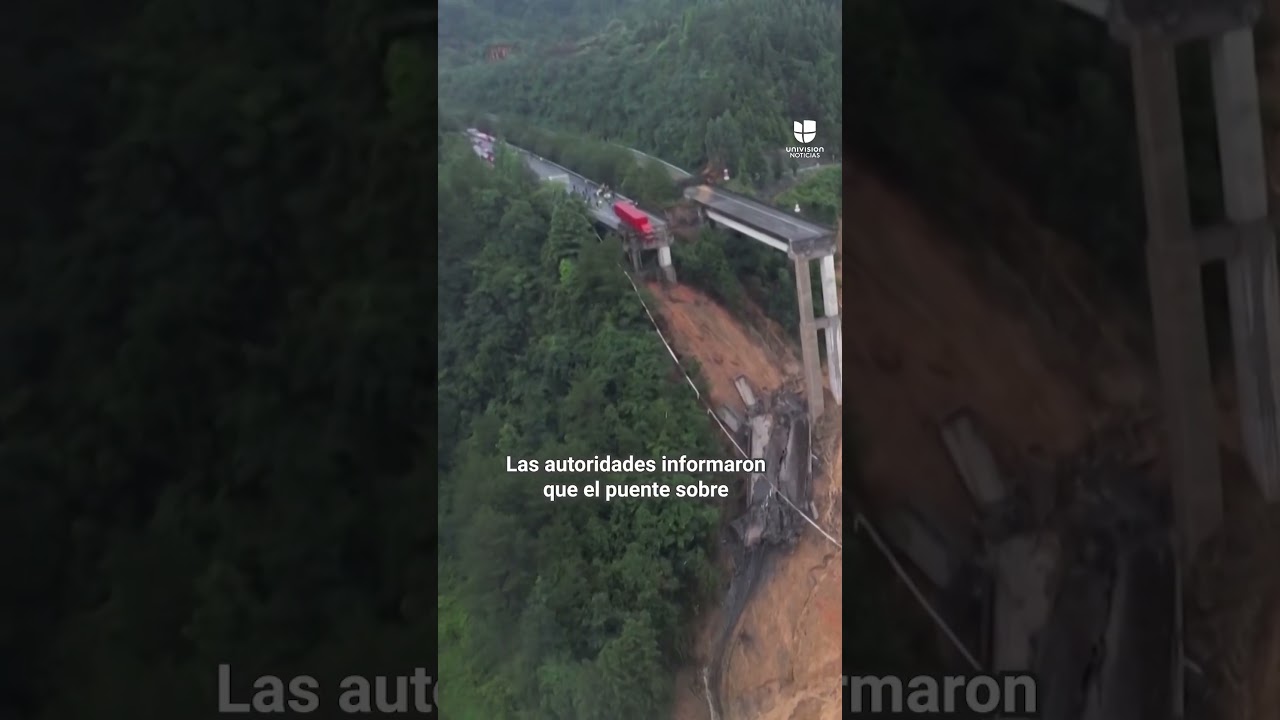 Conductor queda colgando con su camión tras el derrumbe de un puente