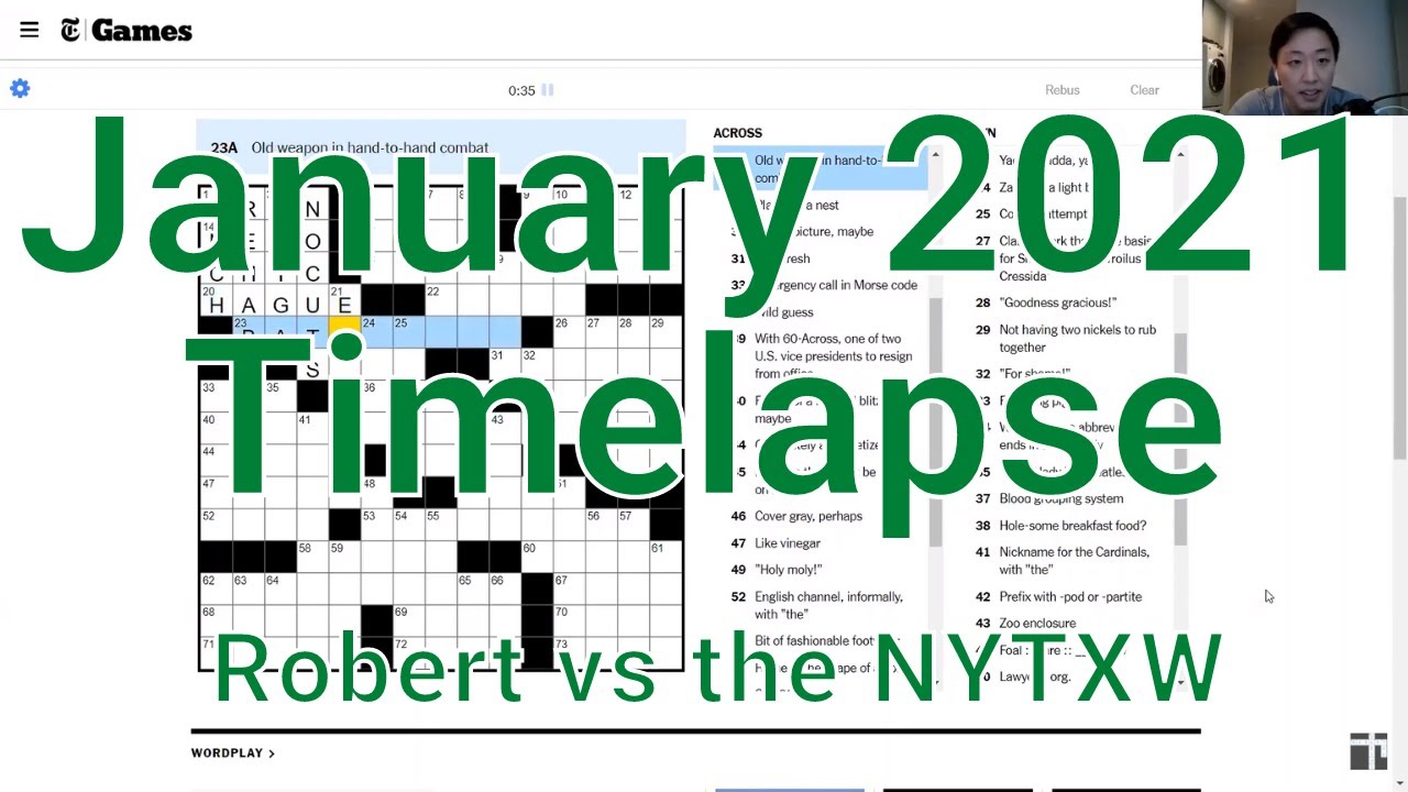 Crossword timelapse (January 2021, New York Times crossword)