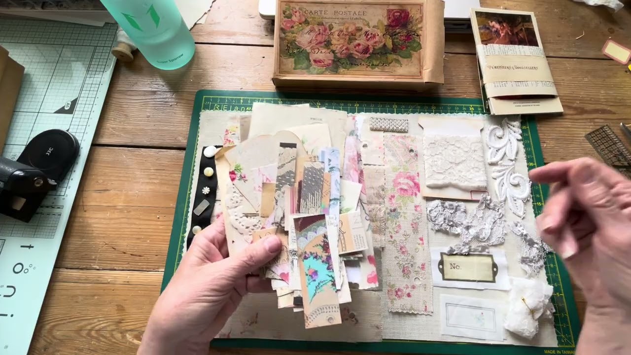 Scrappy postcard project for you to complete - scrappy papers/fabric #junkjournal #ephemera