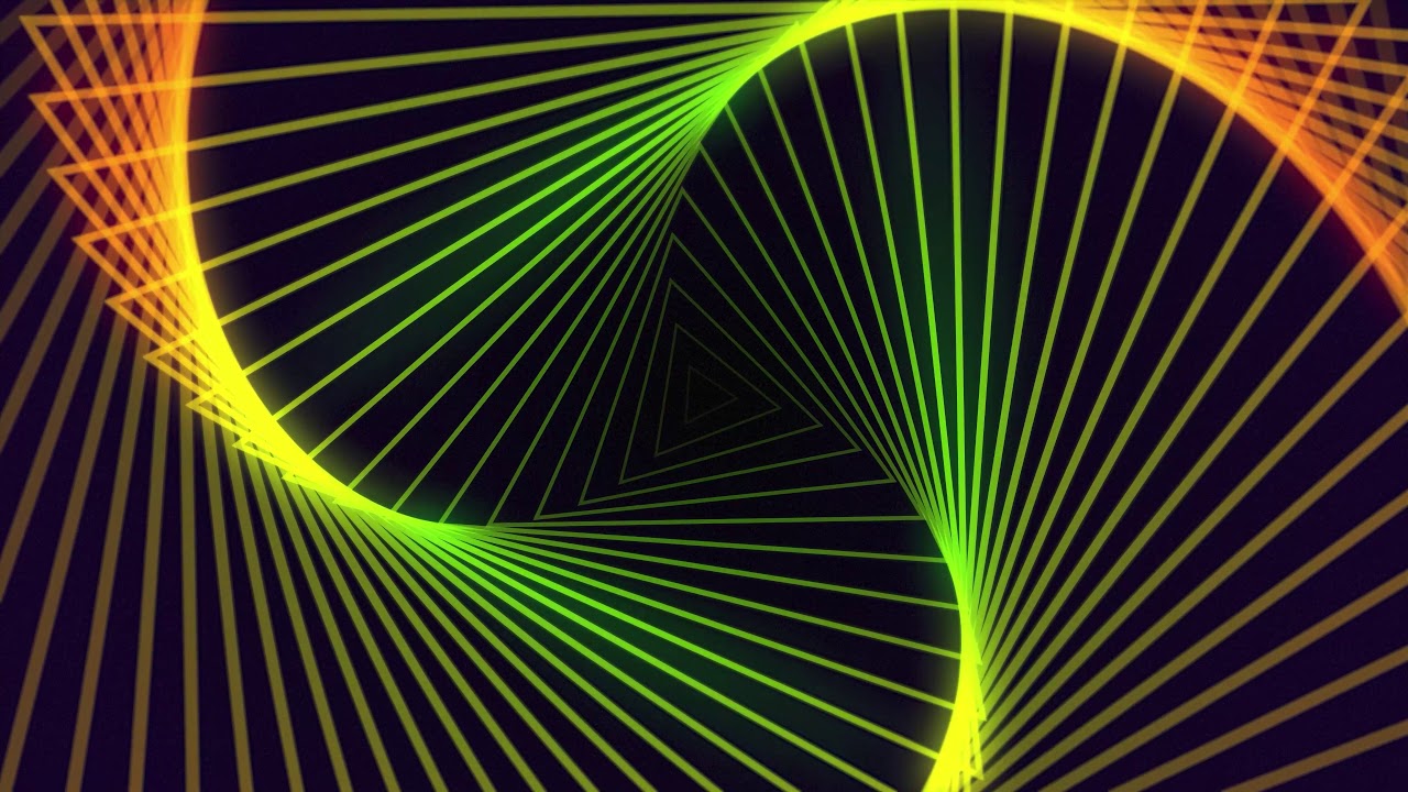 60:00 Minutes / Abstract Neon  Glowing Futuristic Corridor Triangle Grid Wireframe Tunnel Loop 4k