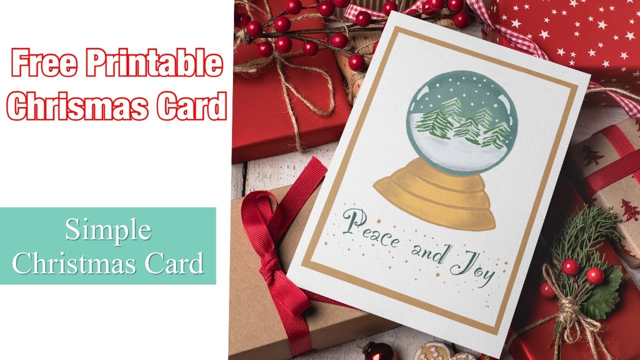 Drawing Simple Christmas card, 5 minutes card for Beginners, Free Printable