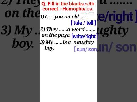 Fill in the blanks with correct Homophones #homophonesinenglish #salimsir #shortsviral #maimale