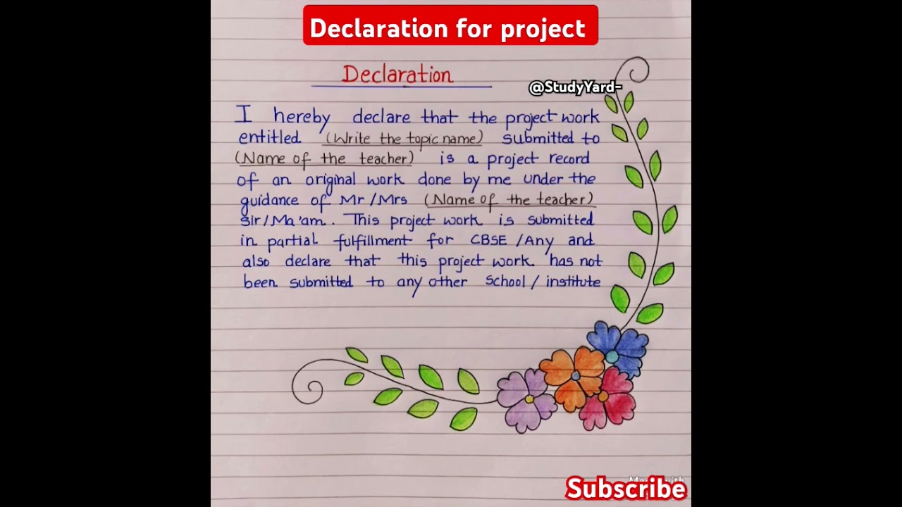 Declaration for project l how to write declaration for project