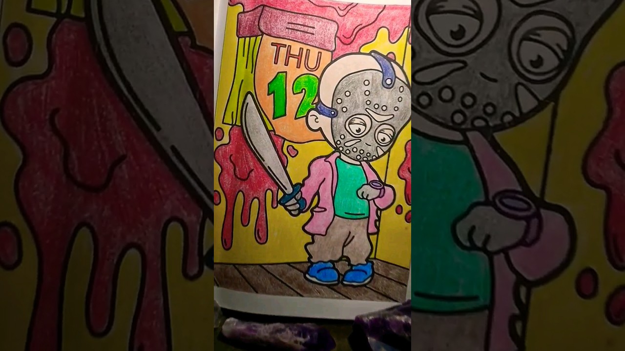 Friday The 13th Horror Colouring Book Completed Coloring Page Jason Voorhees