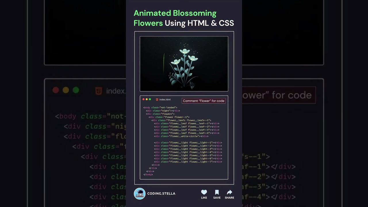 Animated blossoming flower using html and css