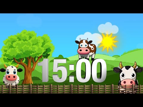 15 Minute Summer Farm Timer | Happy Music for Kids Classroom | Alarm