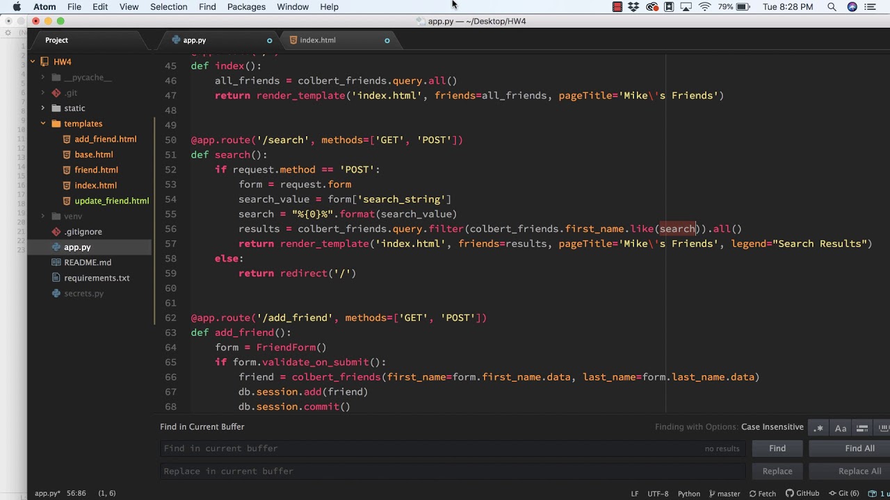 Search a MySQL database using SQLAlchemy