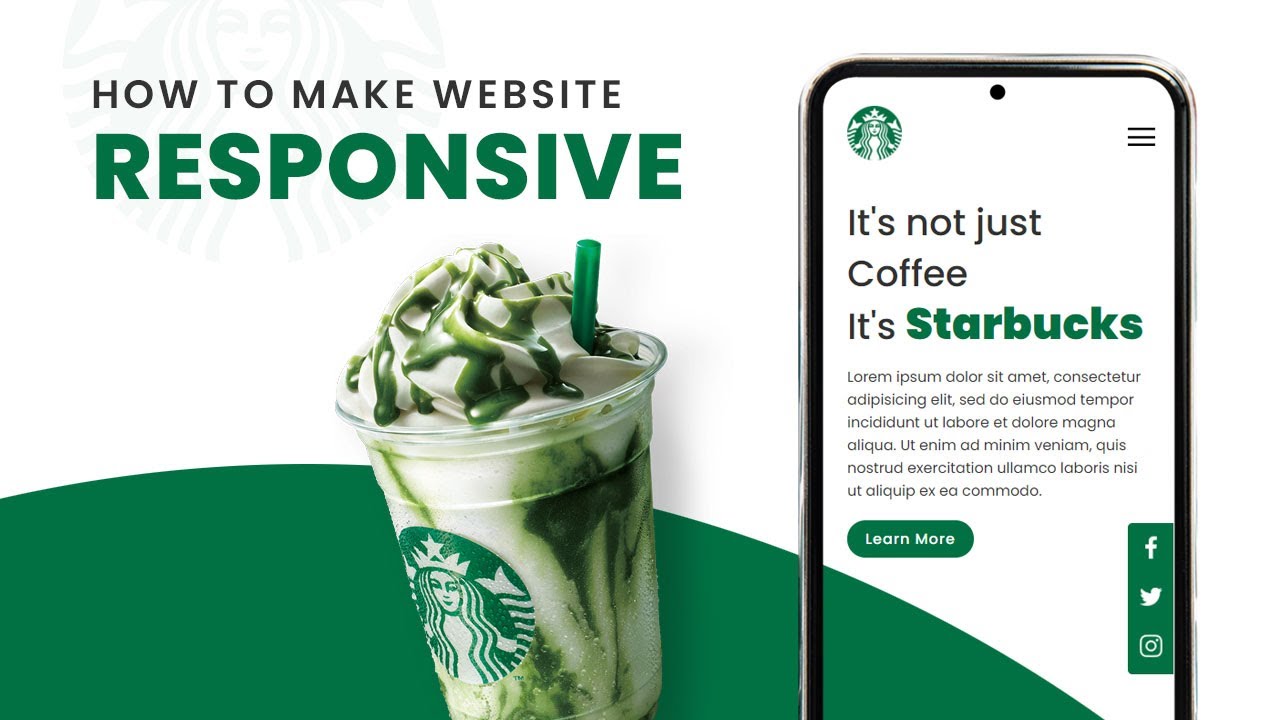 How to Make Website Responsive | Starbucks Landing Page Website Design using Html CSS & Javascript