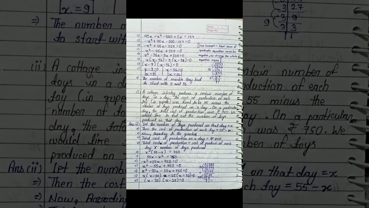 Class 10th Maths CHAPTER 4 QUADRATIC EQUATIONS  || EXERCISE 4.2 || Complete Solution