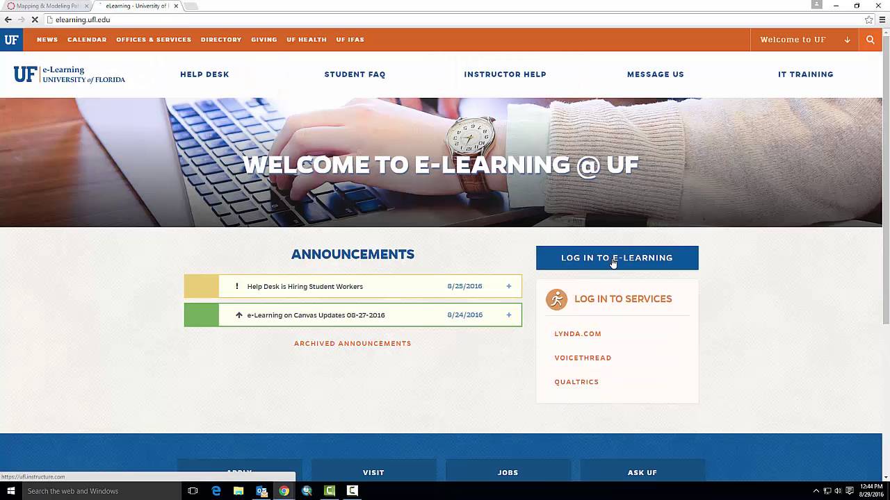 Using the UF e-learning environment