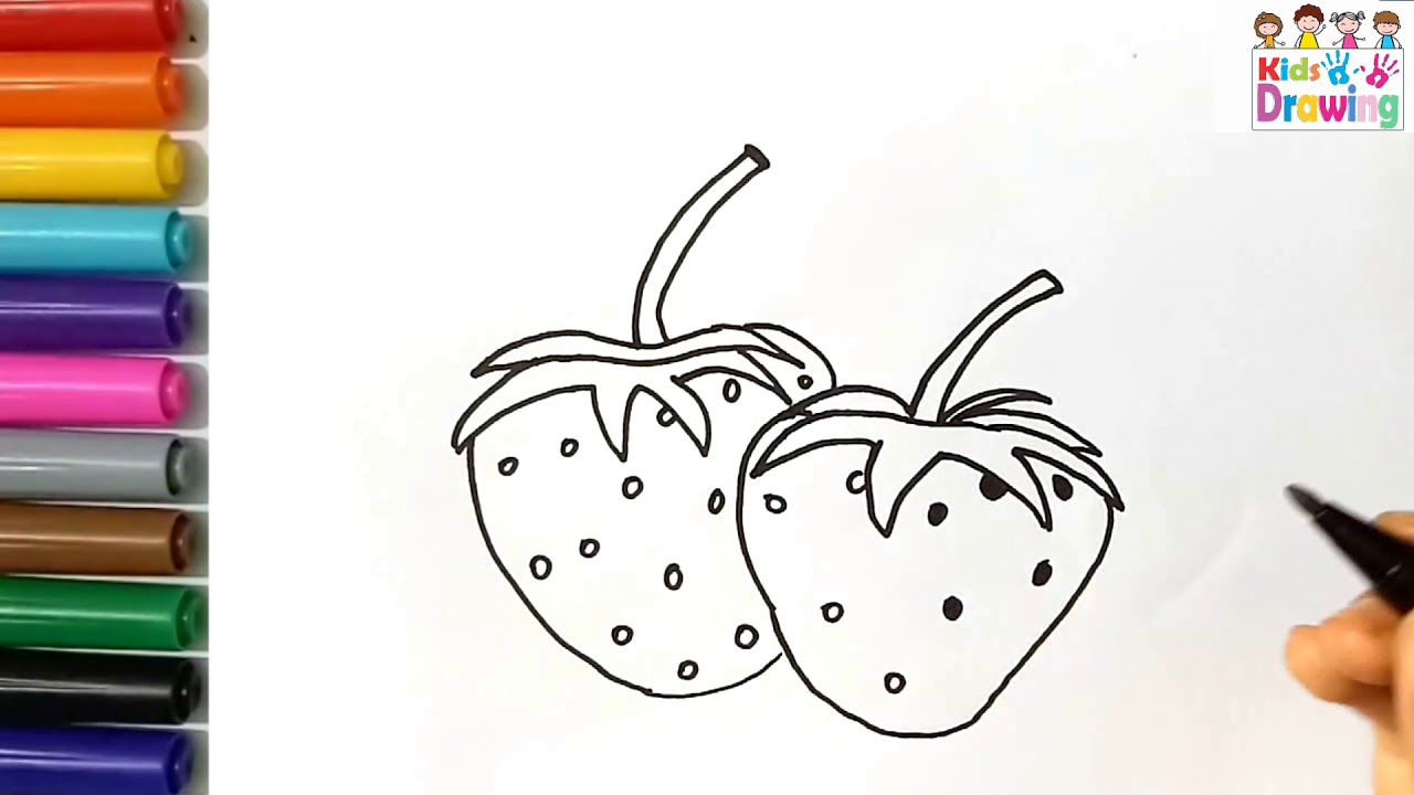 how to draw strawberry/coloring page