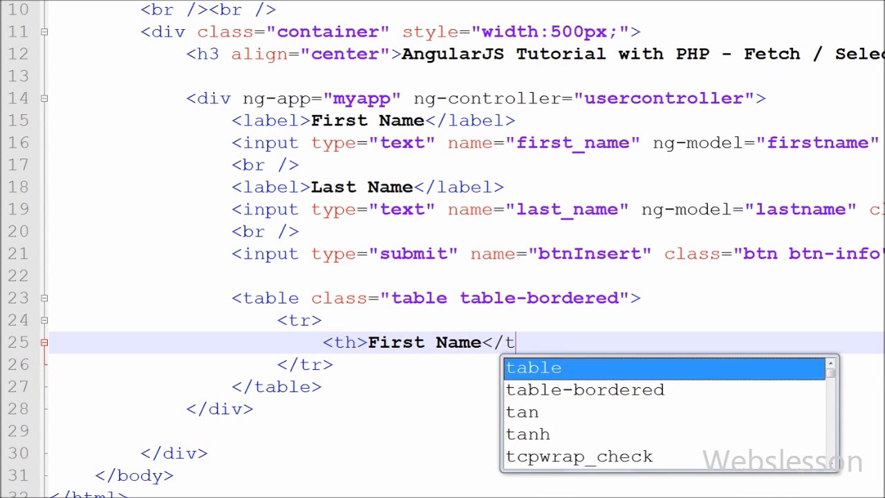 AngularJS Tutorial with PHP   Fetch   Select Data from Mysql Database