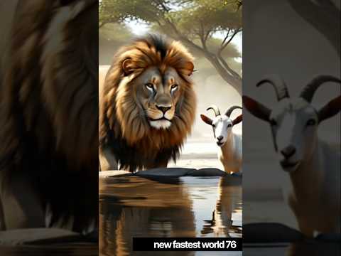 🐅Lion Spares Goat's Life Unlikely Friendship Born | Wild Twist Lion Drinks Water with Goat #ytshorts