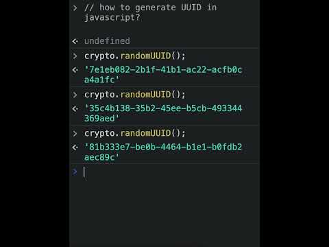 #shorts Generate random UUID in javascript.