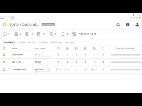 Acronis Backup Cloud Service Provider - Login and customer overview