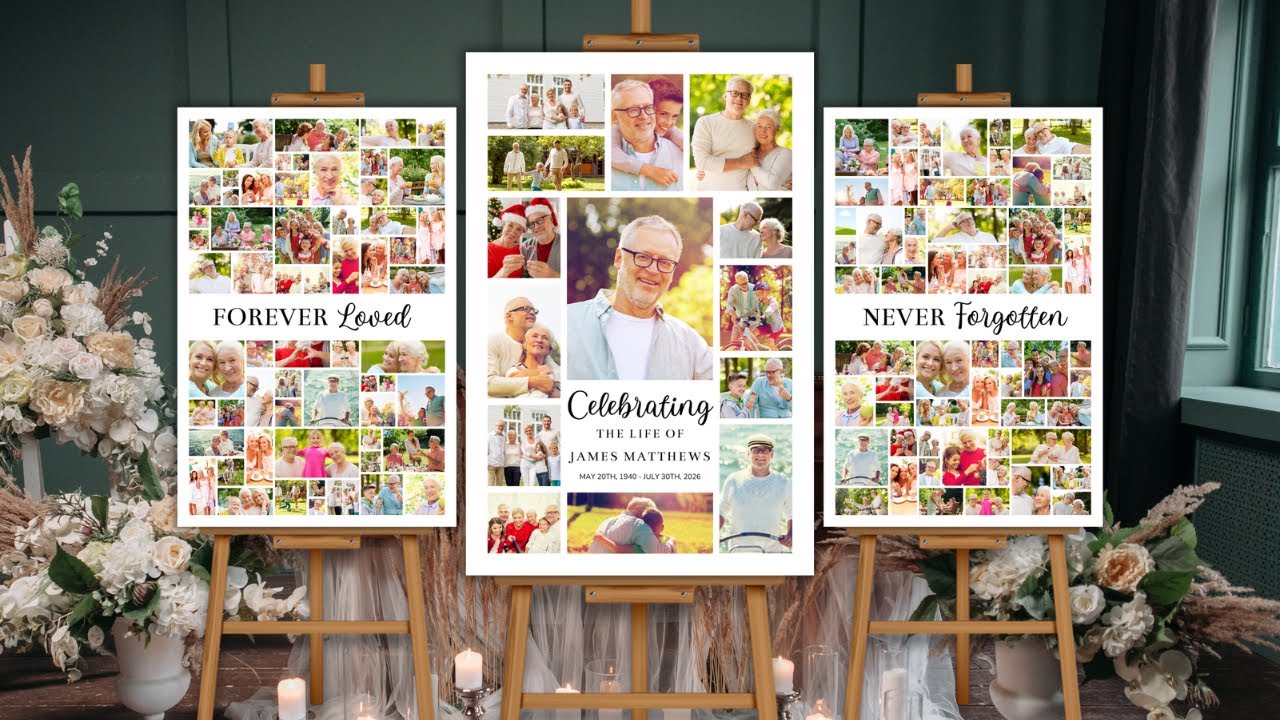 Classic Funeral Poster Bundle (Canva Templates)
