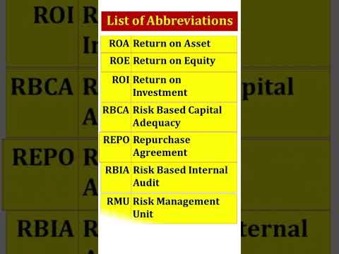 Full Meaning of ROA, ROE, ROI, RBCA, REPO, RBIA, RMU #bank#bankingtips