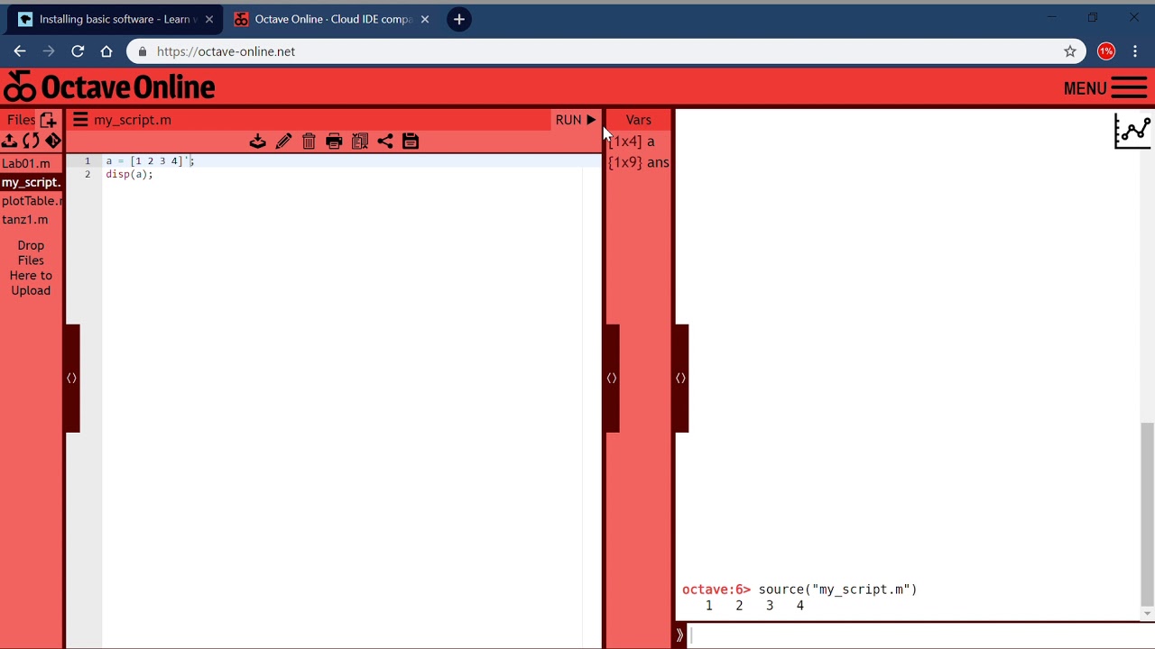 row vector and column vector in Matlab