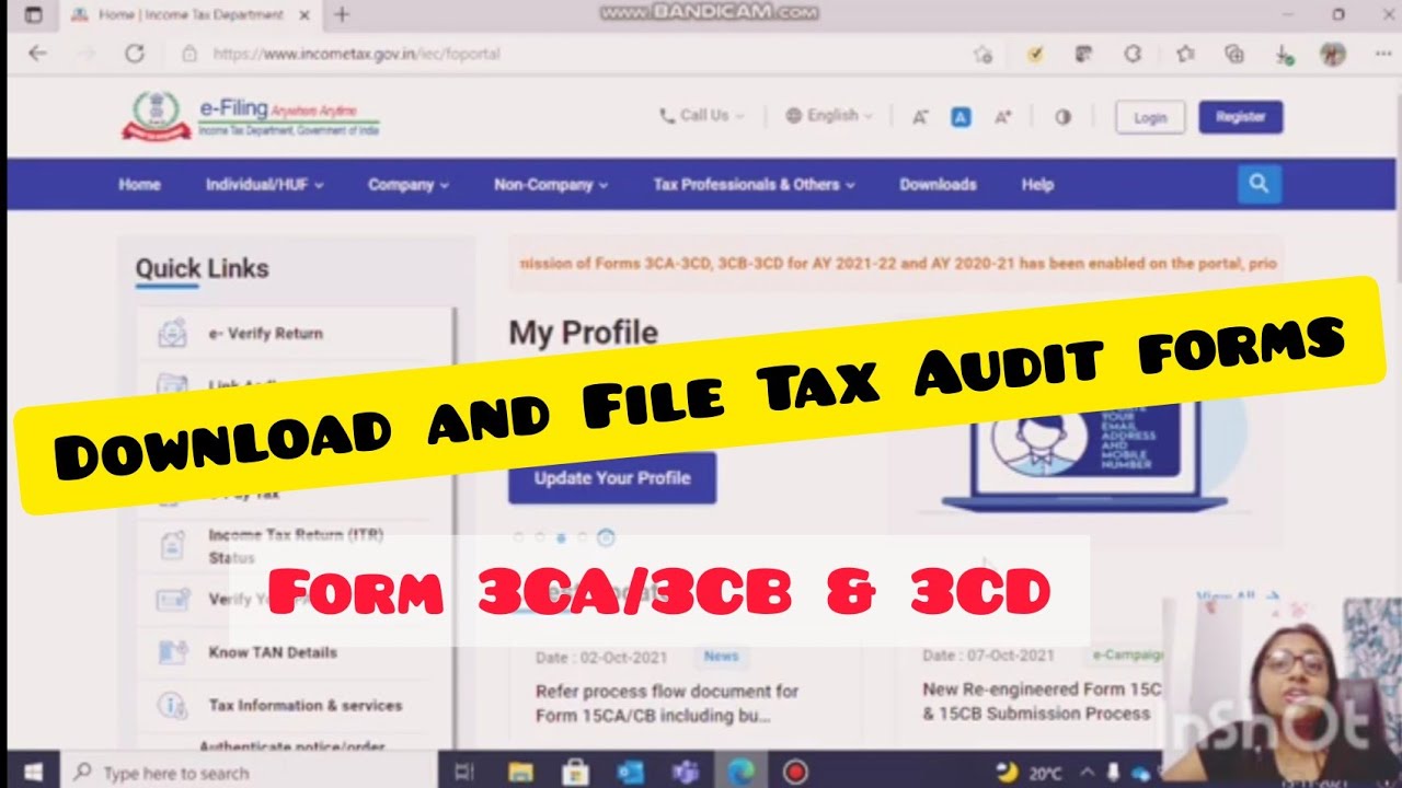 BASICS TO DOWNLOAD TAX AUDIT FORM (3CA/3CB-3CD) FROM NEW SITE & GENERATE JSON FILE - CA ANINDITA ROY