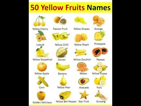 English learning 50 yellow fruits name