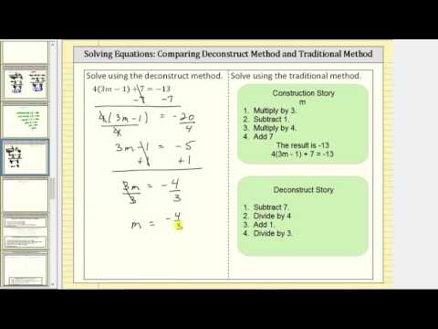 Solve an Equation: Deconstruct Method and Traditional Method II | Math ...