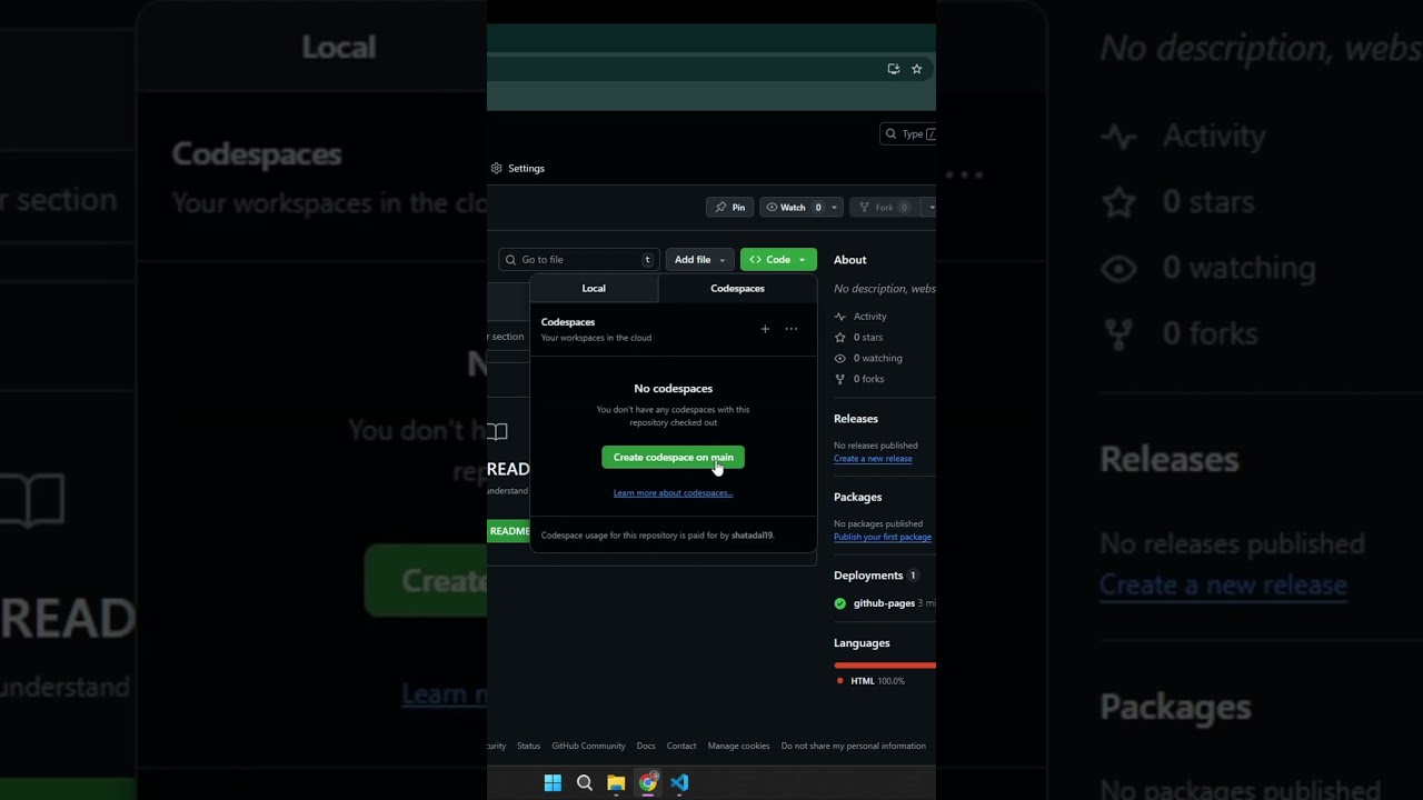 Use VS Code Without Installation | GitHub Codespaces Tutorial (Short Guide) #coding #shorts