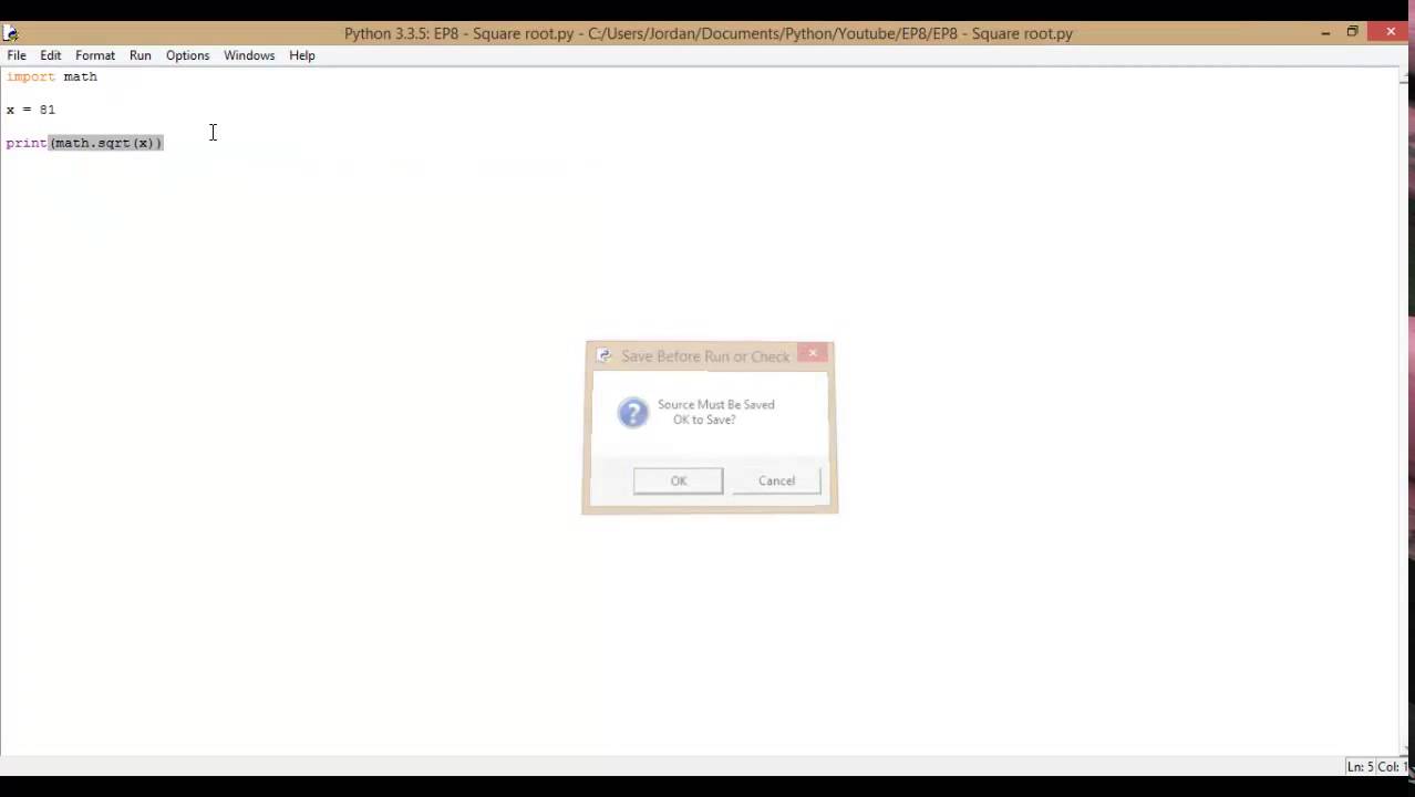 Python tutorial 8 - Square root