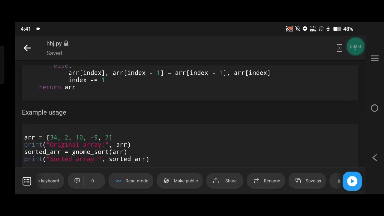 Python Program for Gnome Sort Algorithm - Step-by-Step Implementation