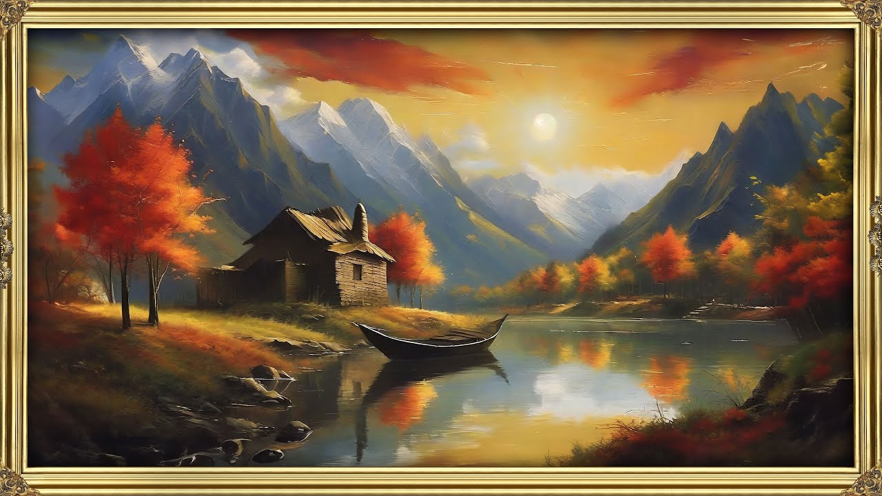 10 Hours Autumn Serenity by the Mountain Lake / Painting for TV / Screensaver for Frame TV