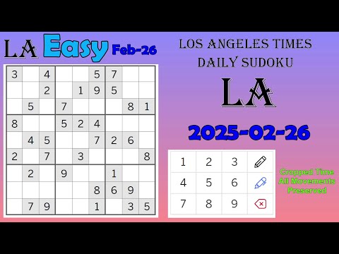 Los Angeles Times Daily Sudoku 2025-02-26 2068 Easy
