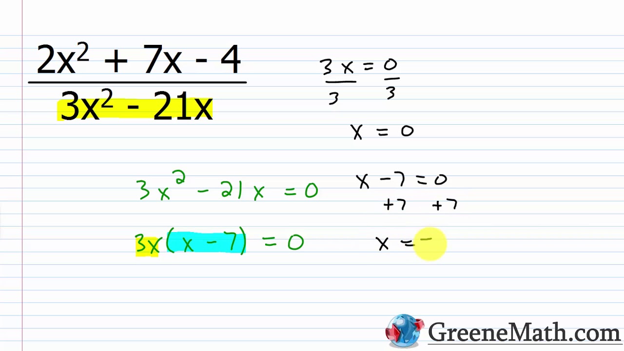 Finding the Restricted Values for a Rational Expression