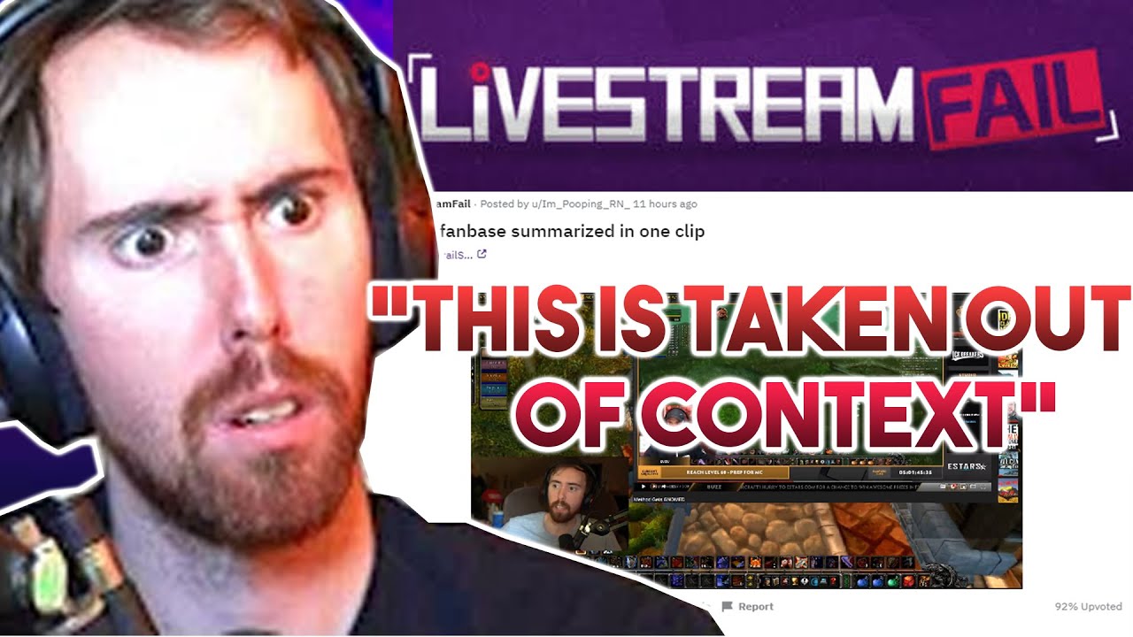 Asmongold Reacts To R/LiveStreamFails Going Against Him Due To A Clip That Was Things Out Of Context