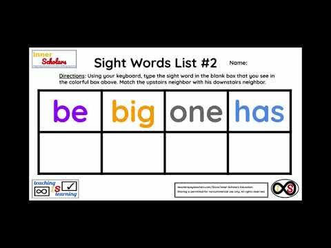 Kindergarten Common Core - Sight Words List #2