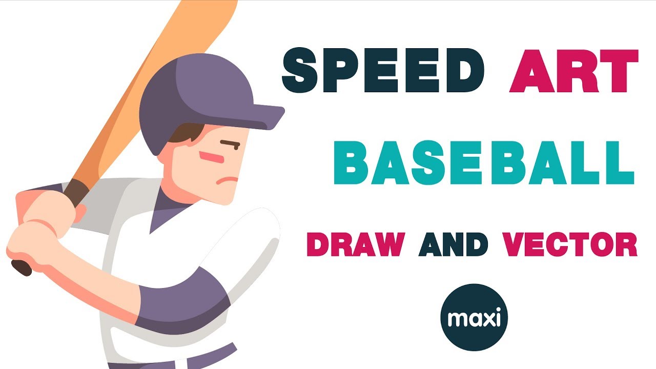 Illustrator | Flat Baseball Character | Speed Draw And Vector Art