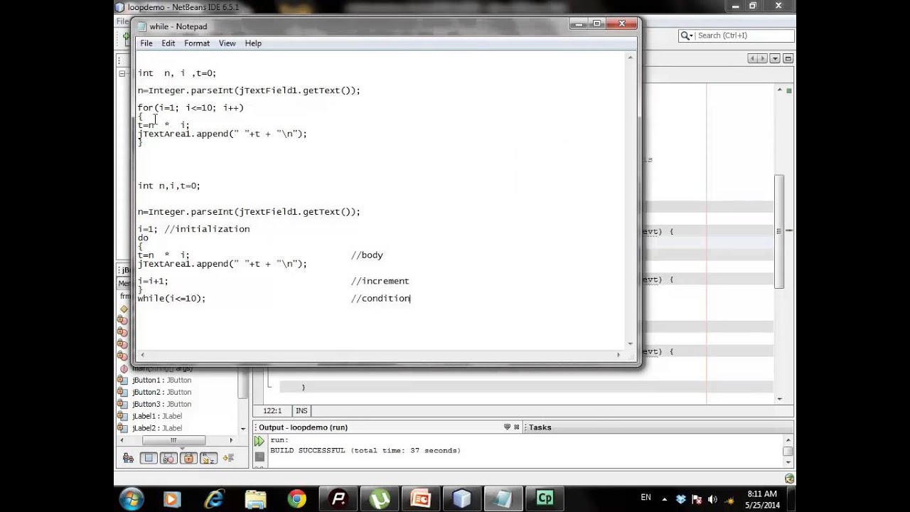 For loop demo using NetBean IDE