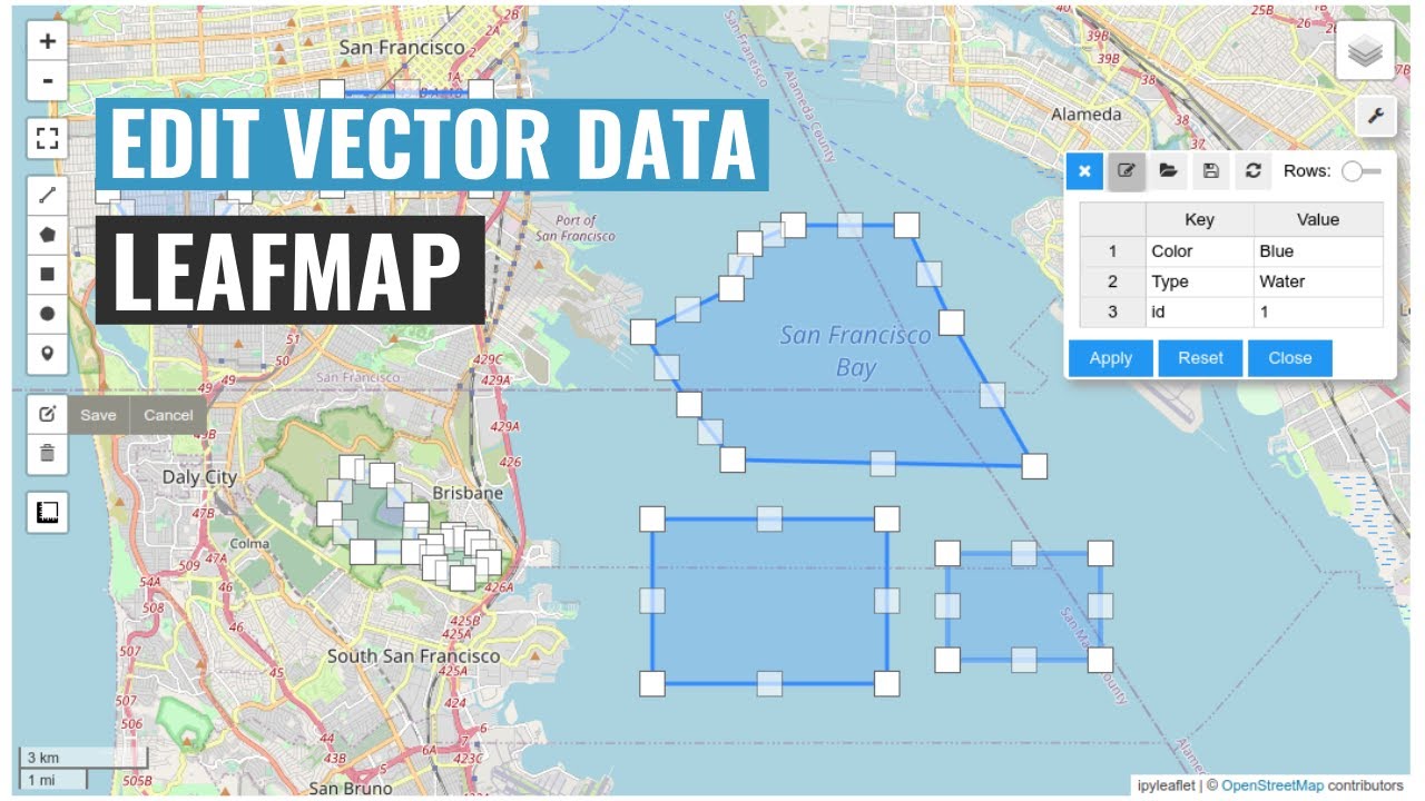 Leafmap Tutorial - Editing Vector Data Interactively Without Coding