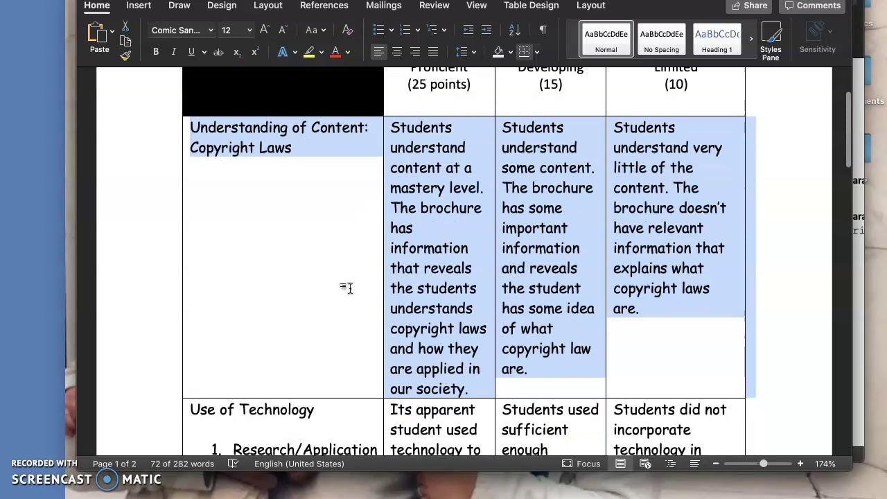 PowerPoint Presentation/Rubric