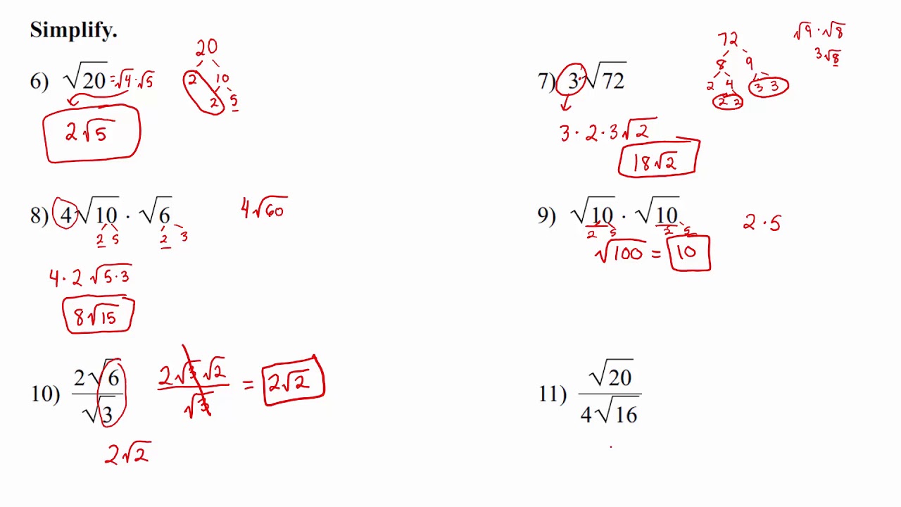 Algebra 1 - Quadratic Equations - Chapter 9 Review