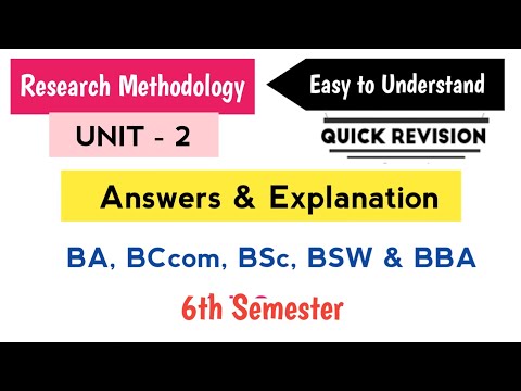 Research Methodology & Project Report Unit 2 Quick Revision 2025 Bcom VI Semester 6th Sem Imp OU KU