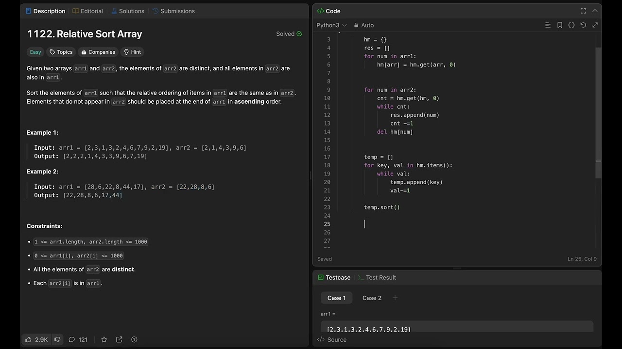 1122. Relative Sort Array | Hashmap | Sorting | Leetcode | Daily challenge