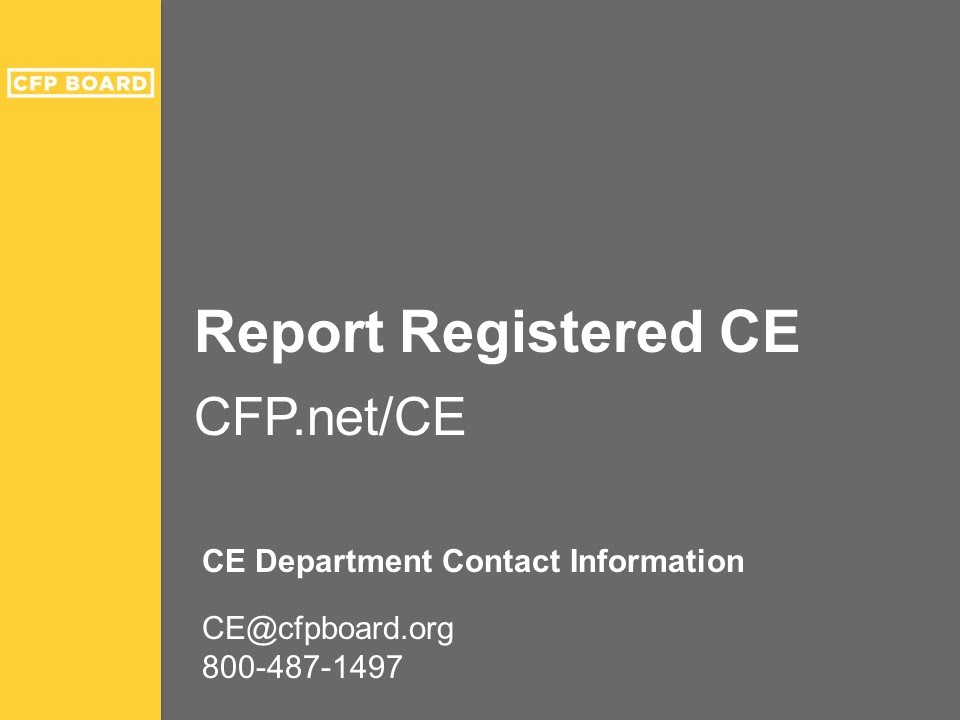 Report Registered Continuing Education Credits