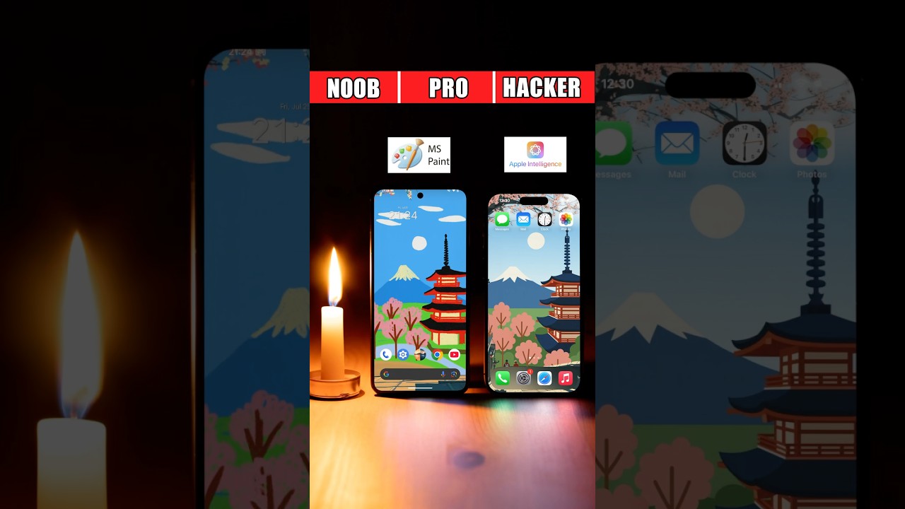 Tokyo wallpaper in Paint vs Apple Intelligence vs Live Wallpaper by Horizon #wallpaper