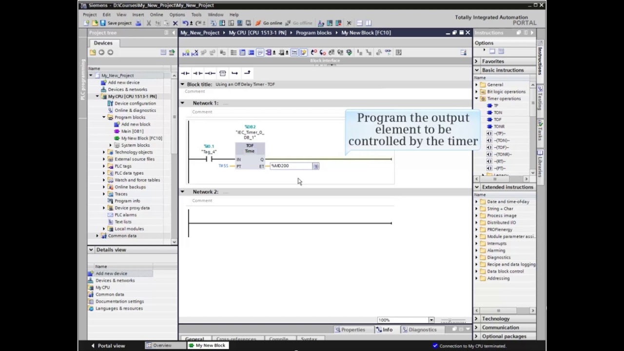 16: How to Use an OFF Delay Timer in TIA Portal