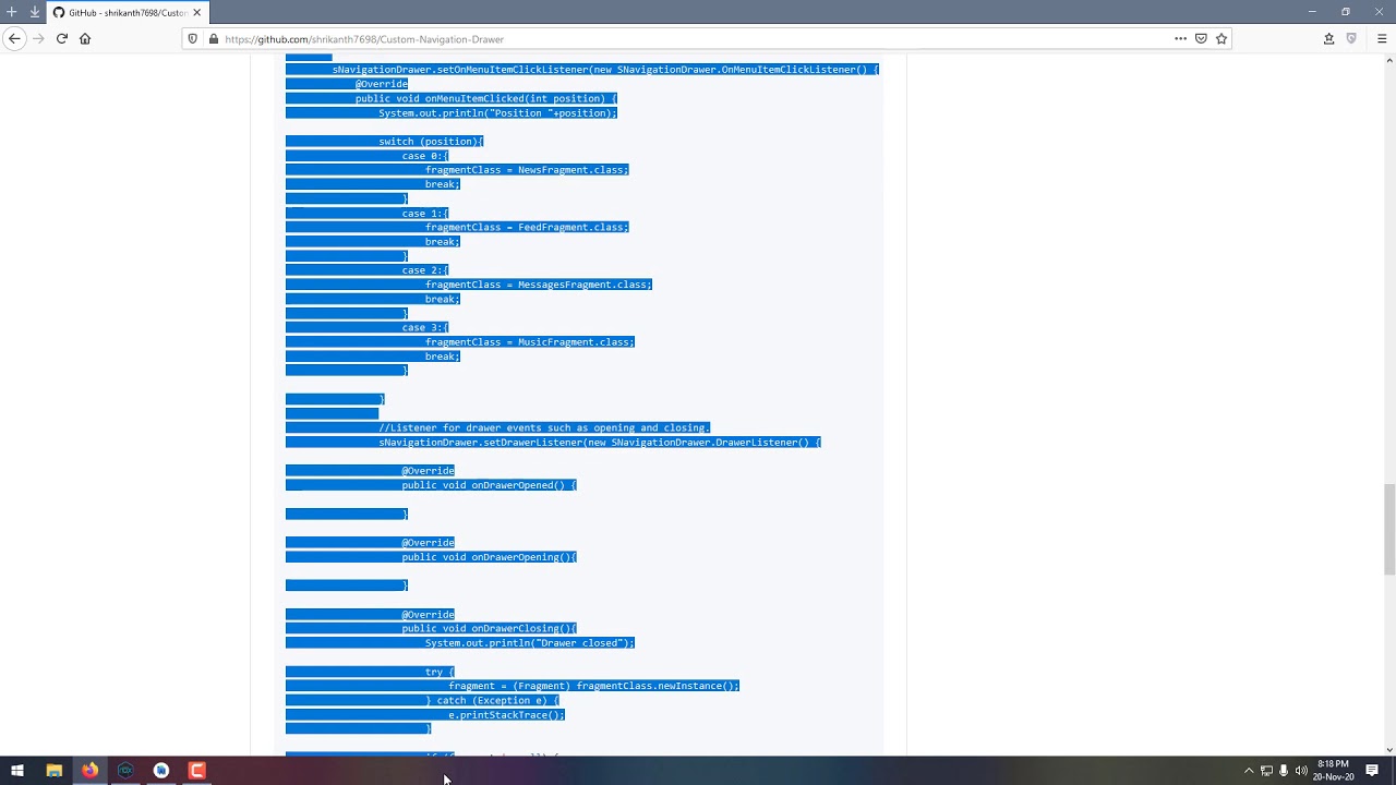 Custom Navigation Drawer Android Studio